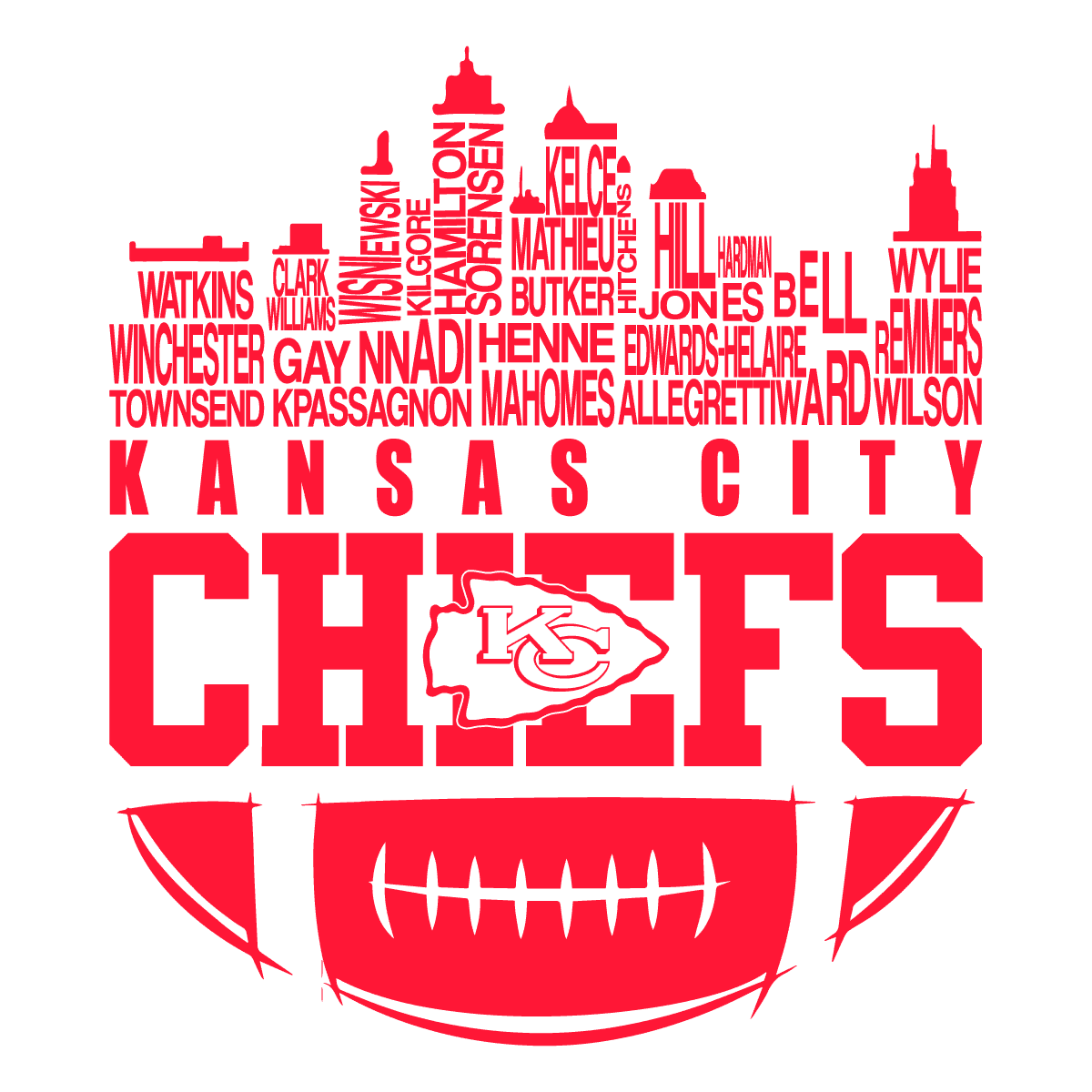 Kansas City Chiefs Skyline Football Names SVG Untitled - Inspire Uplift