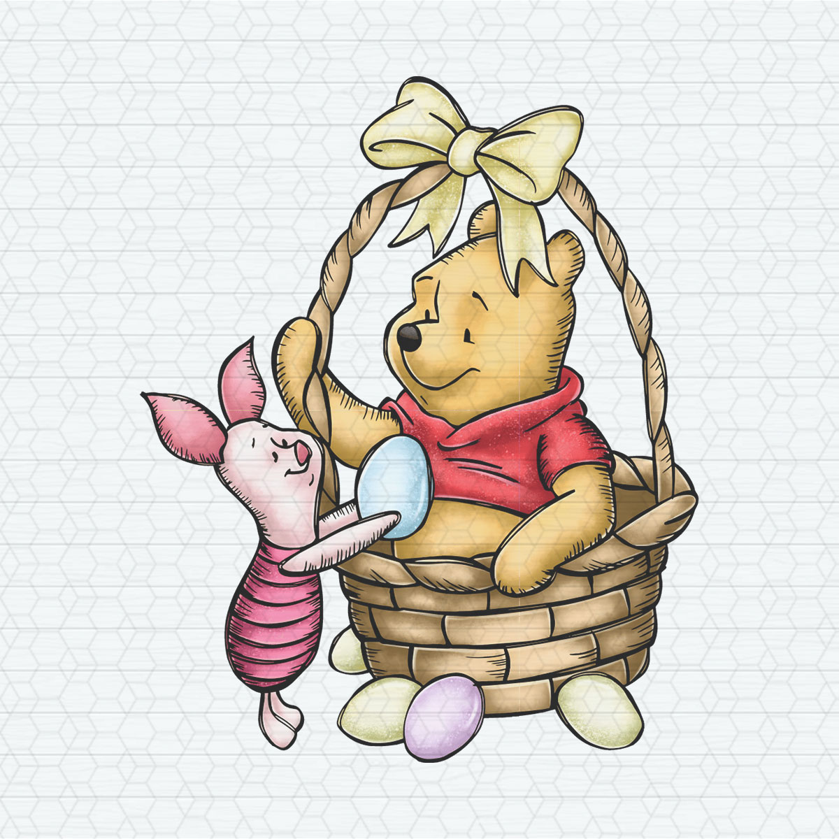 Retro Winnie The Pooh Easter Eggs PNG | Inspire Uplift