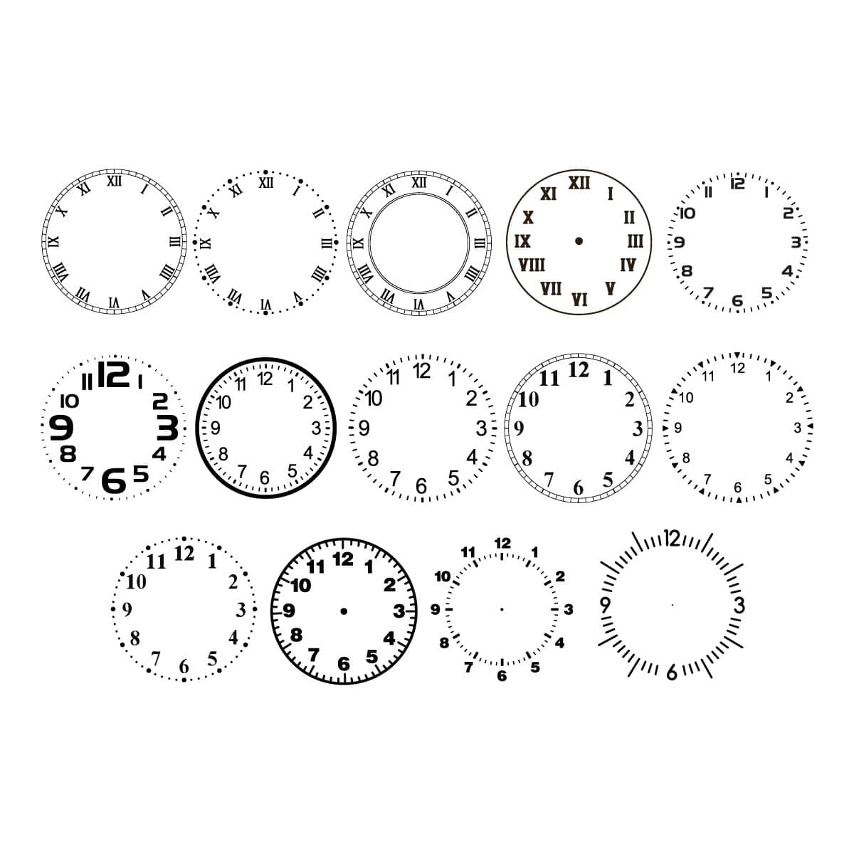 14 Clock Face Big Bundle SVG File Clock Face Template Vector - Inspire ...