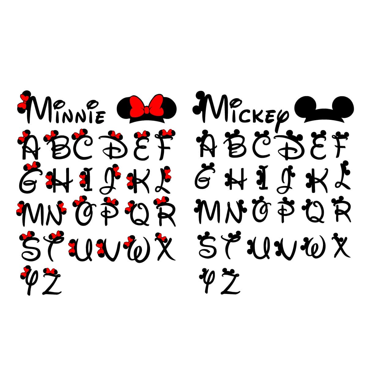 Mickey And Minnie Mouse Alphabet Bundle SVGalphabet SVG Disn | Inspire ...