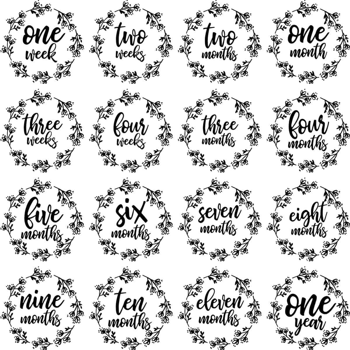 Baby Milestones Bundle SVG Silhouette Birthday SVG Monogram | Inspire ...