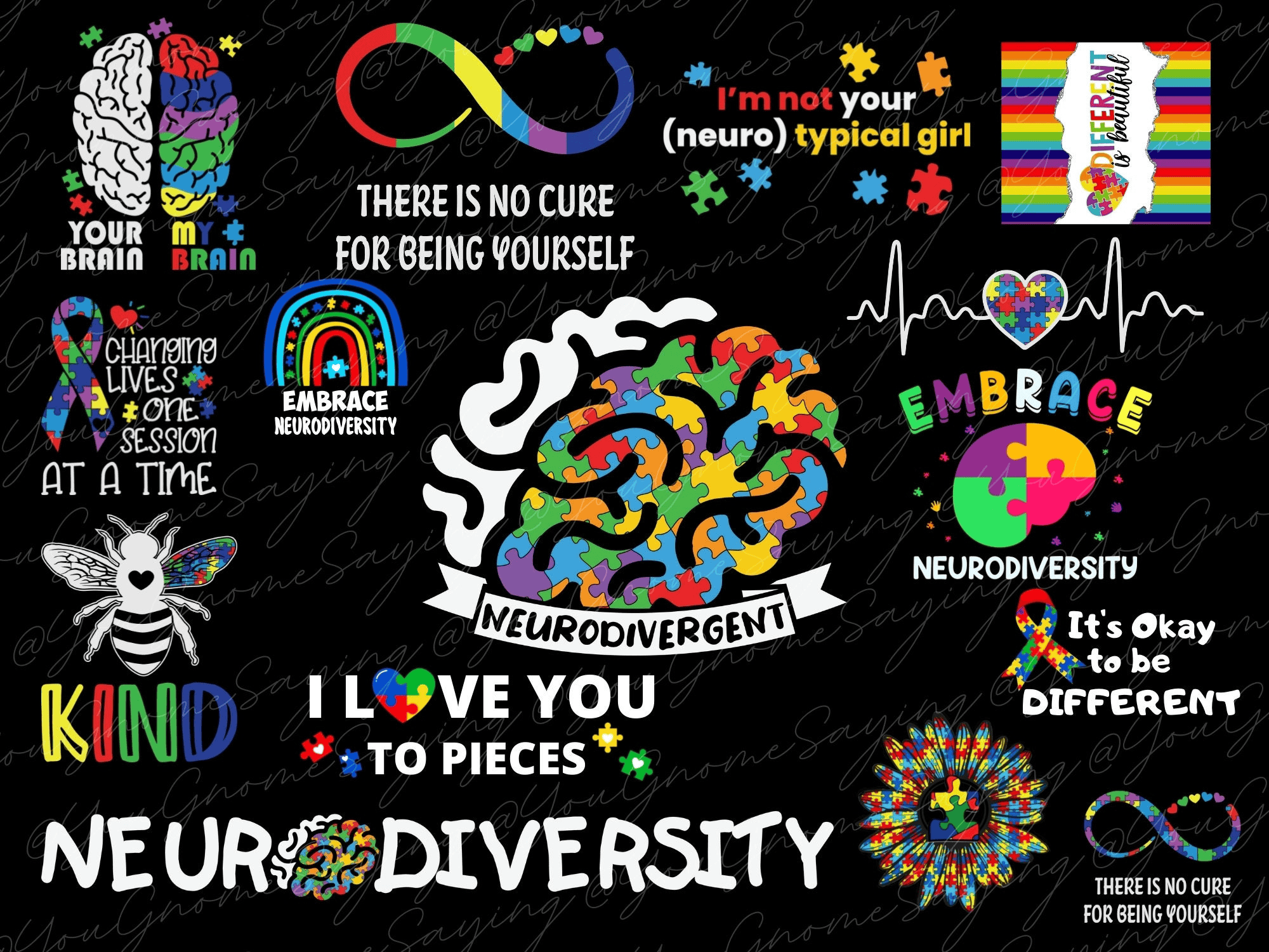 Bundle 15 Neurodiversity PNG Autism Adhd Add Aspergers PNG | Inspire Uplift