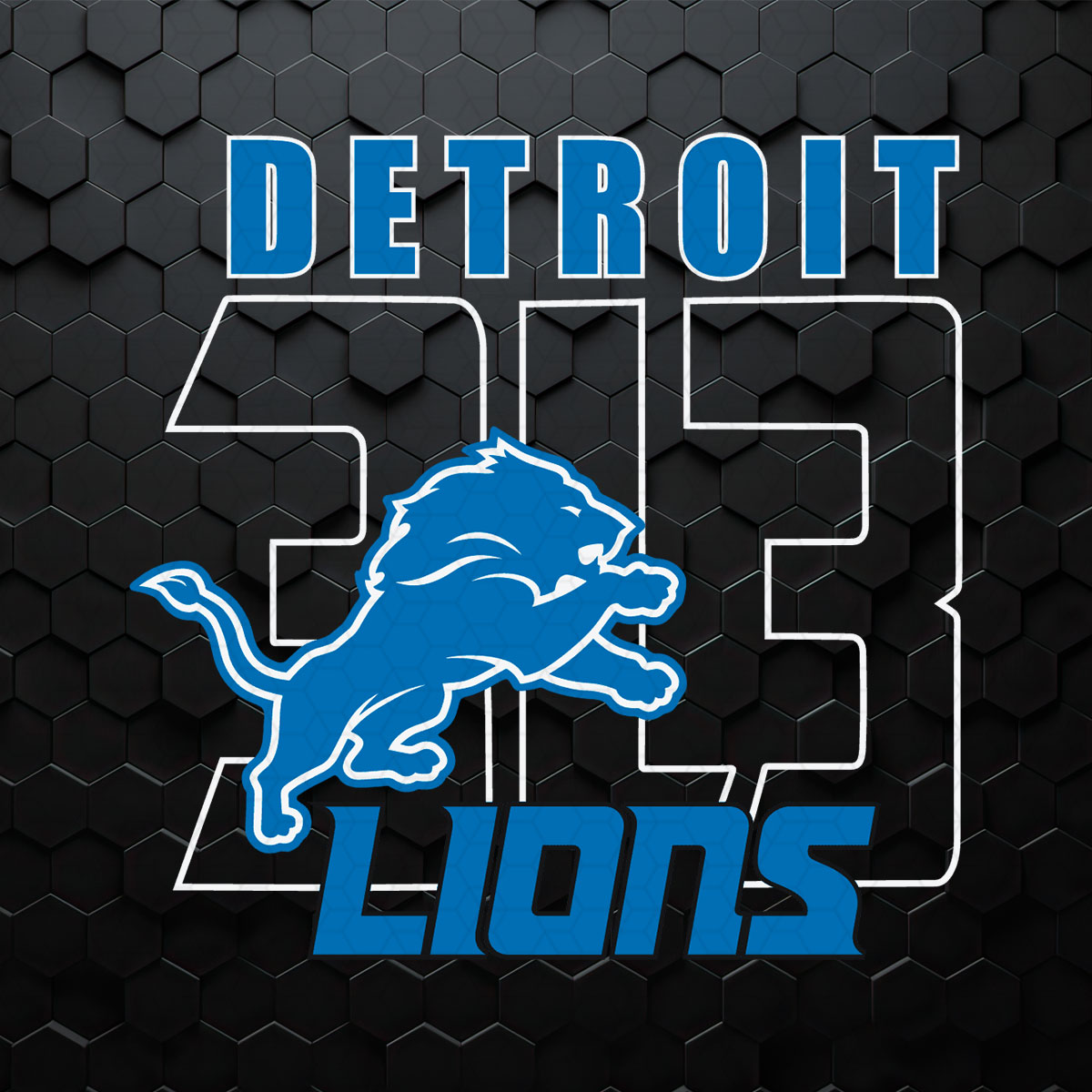 Retro Detroit Lions 313 Logo SVG - Inspire Uplift