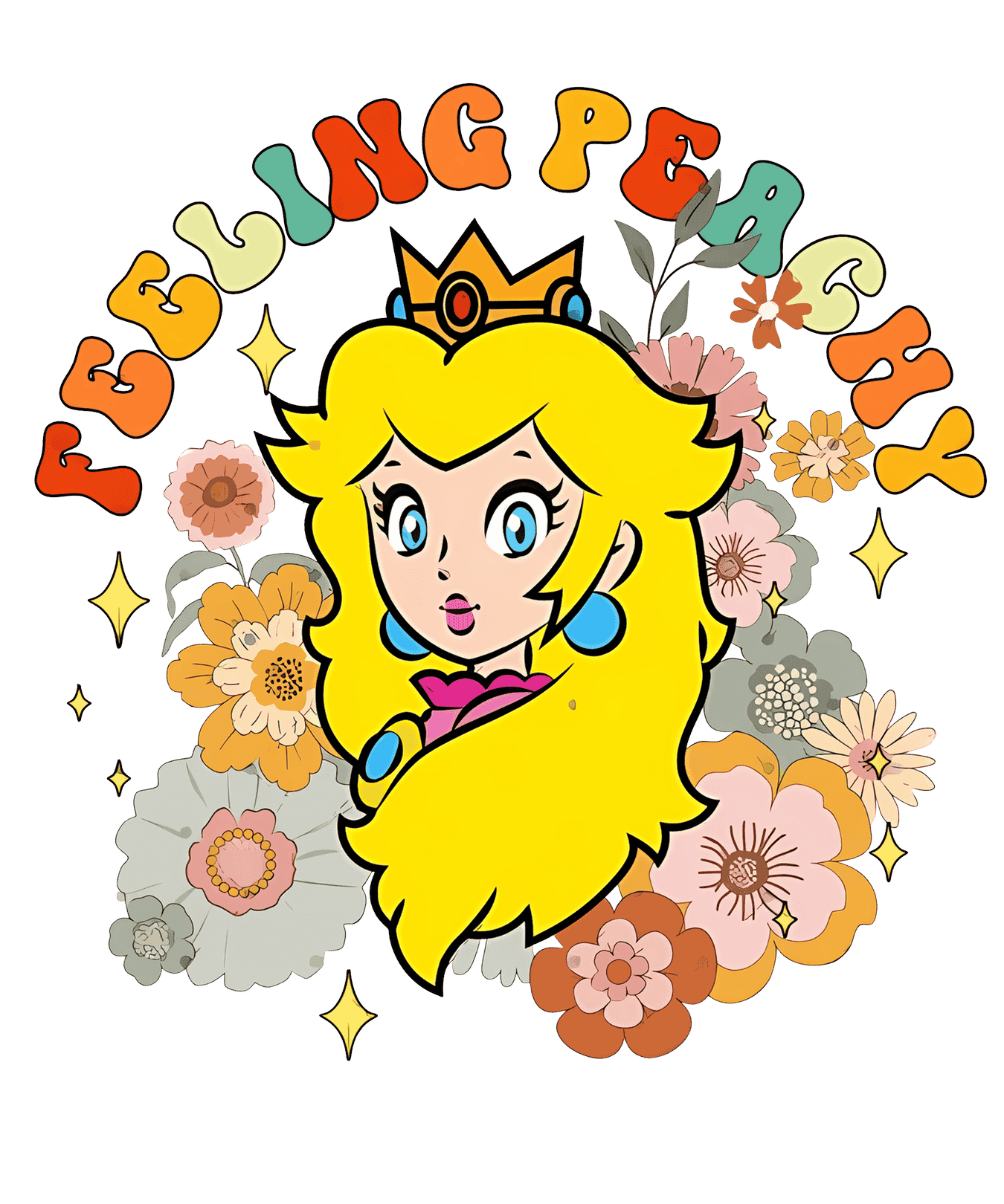 Retro Peach Princess Mario PNG Feeling Peachy PNG Super Mari - Inspire ...