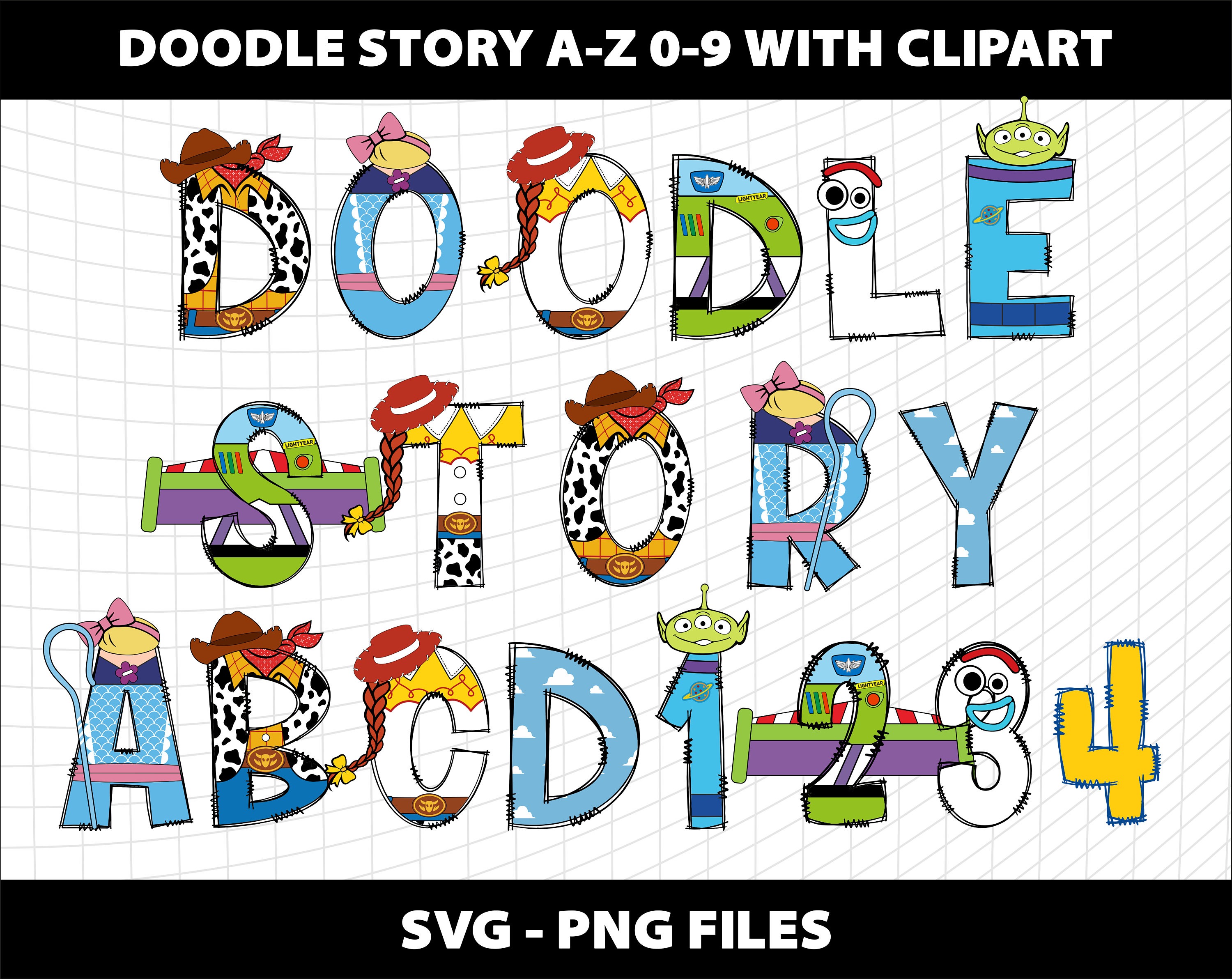 Doodle Story Svg Letters Alphabet Font Doodle Story Bundle S | Inspire ...