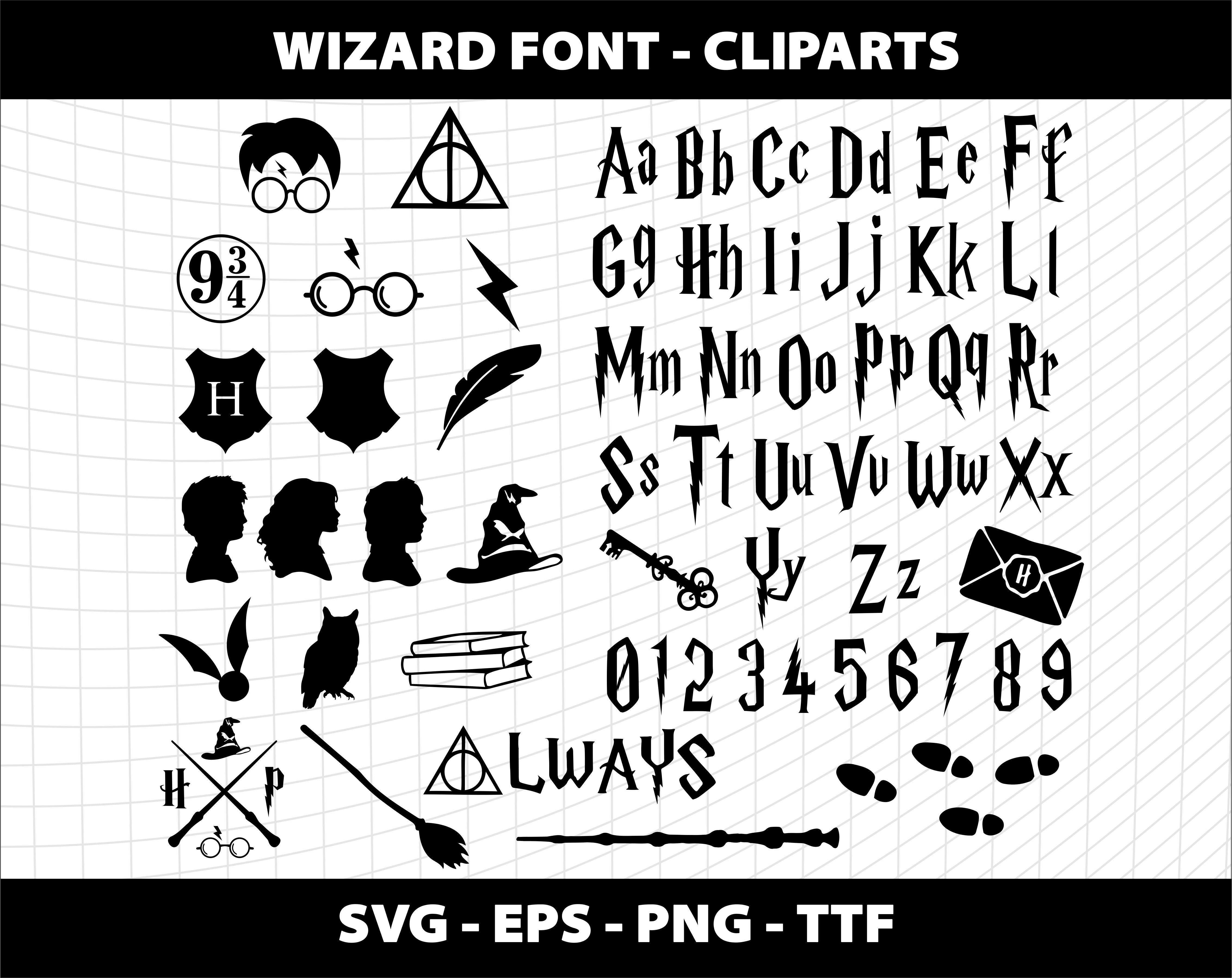 Wizard Magic Svg Font Alphabet Letters Cliparts Svg Png Ttf | Inspire ...