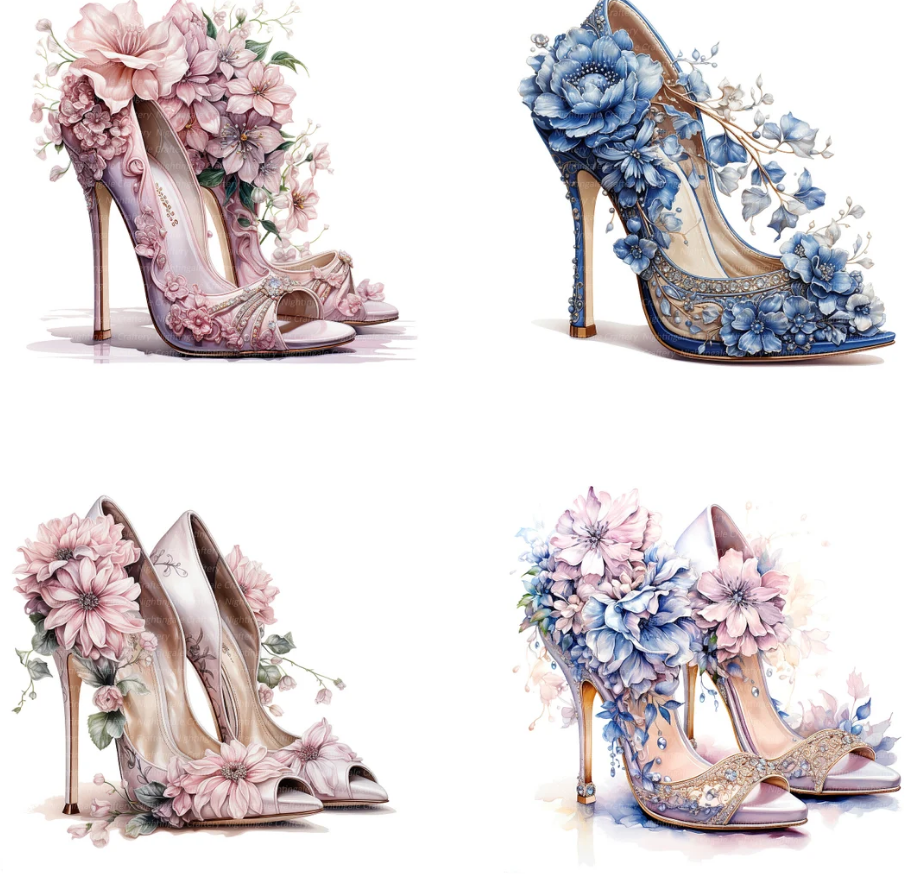 20 Floral Prom Shoes Clipart, High heels Clipart, Digital Cl | Inspire ...