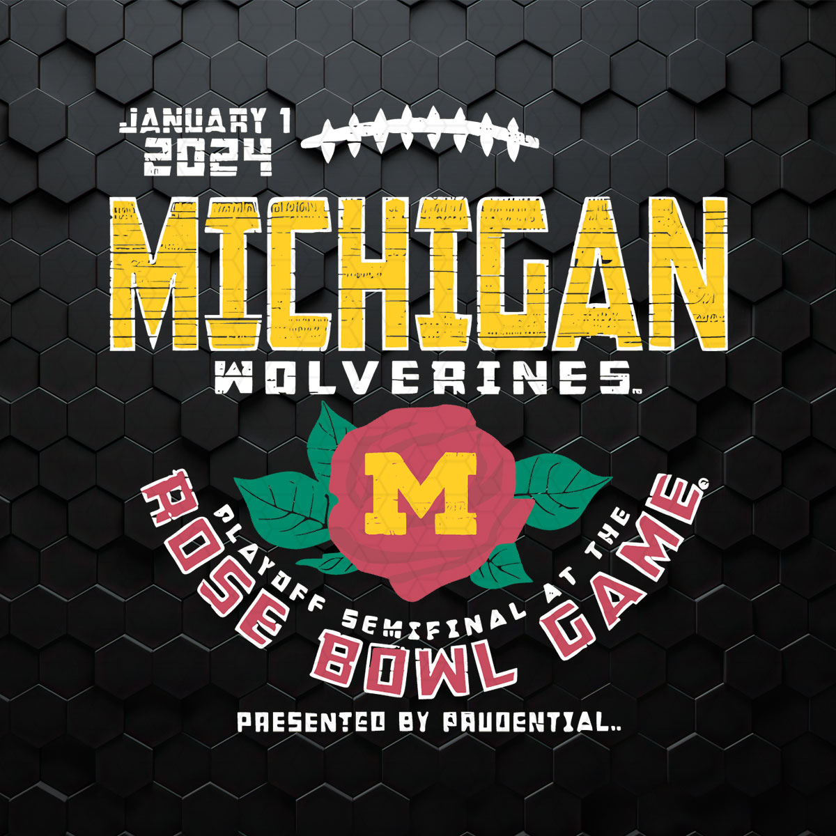Retro Michigan Wolverines 2024 Playoff Rose Bowl Game SVG | Inspire Uplift