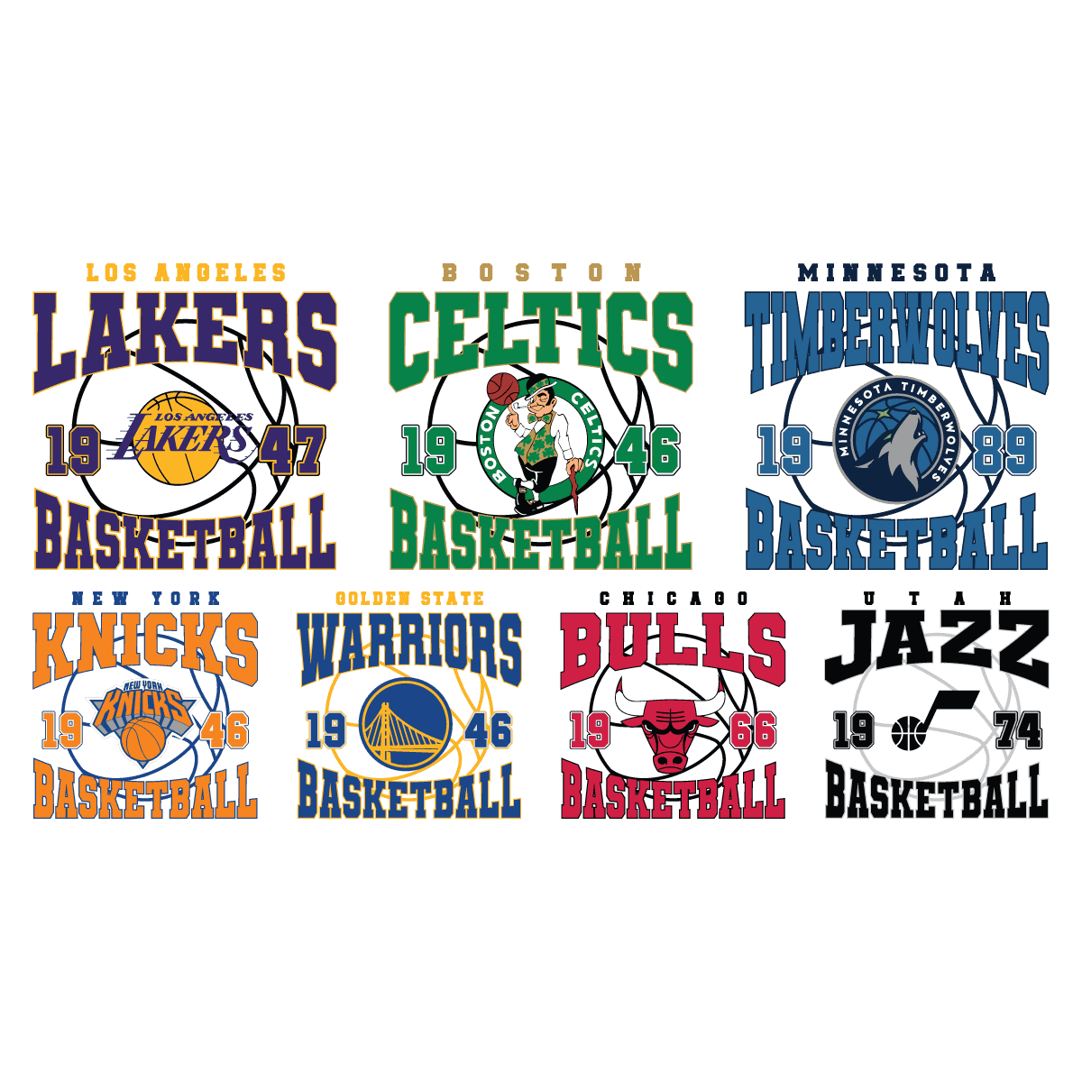 Vintage Basketball Nba Team Logo SVG Bundle - Inspire Uplift