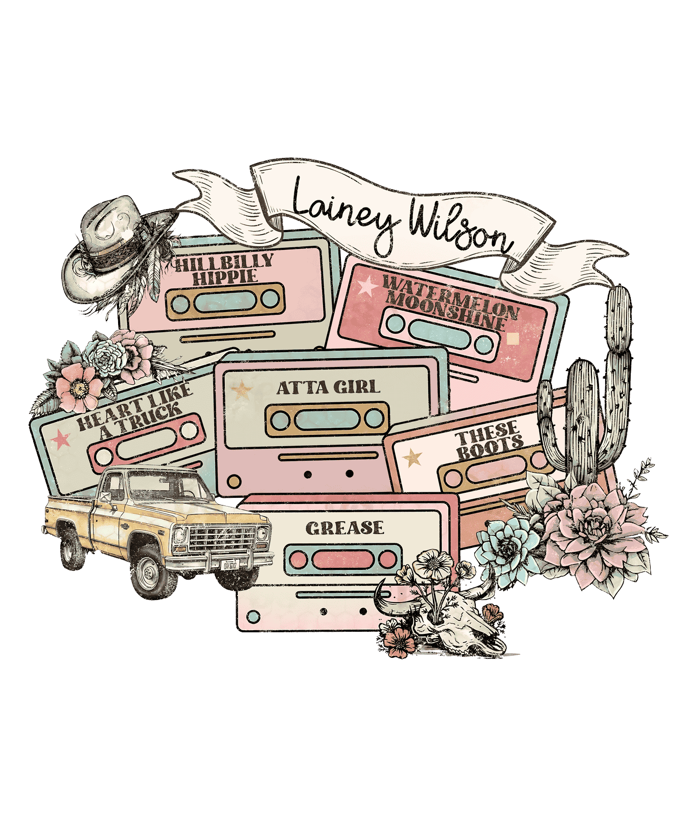 Lainey Wilson Country Cassette Tapes PNG Sublimation - Inspire Uplift