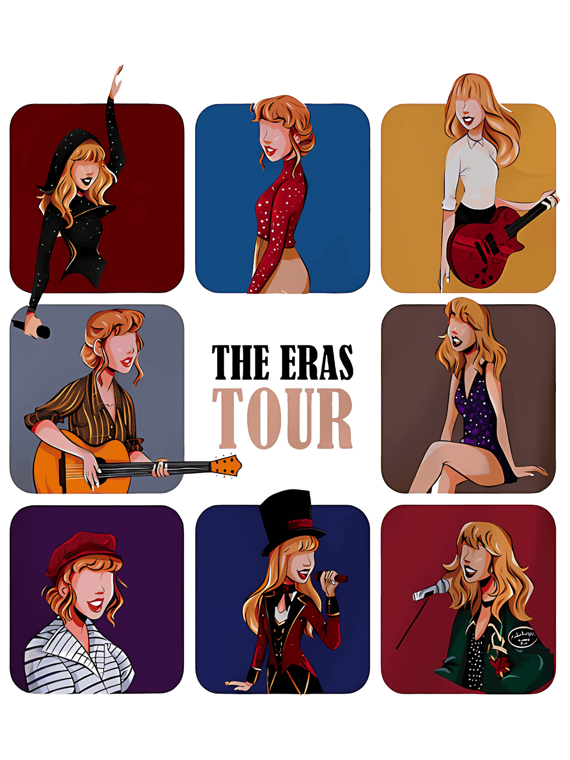 Retro Taylor Swift The Eras Tour Caricature Png File Cricut | Inspire ...