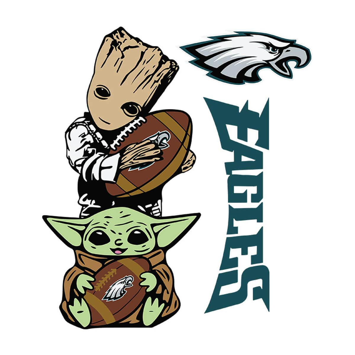 Groot And Baby Yoda Fan Philadelphia Eagles Nfl Football SVG | Inspire ...