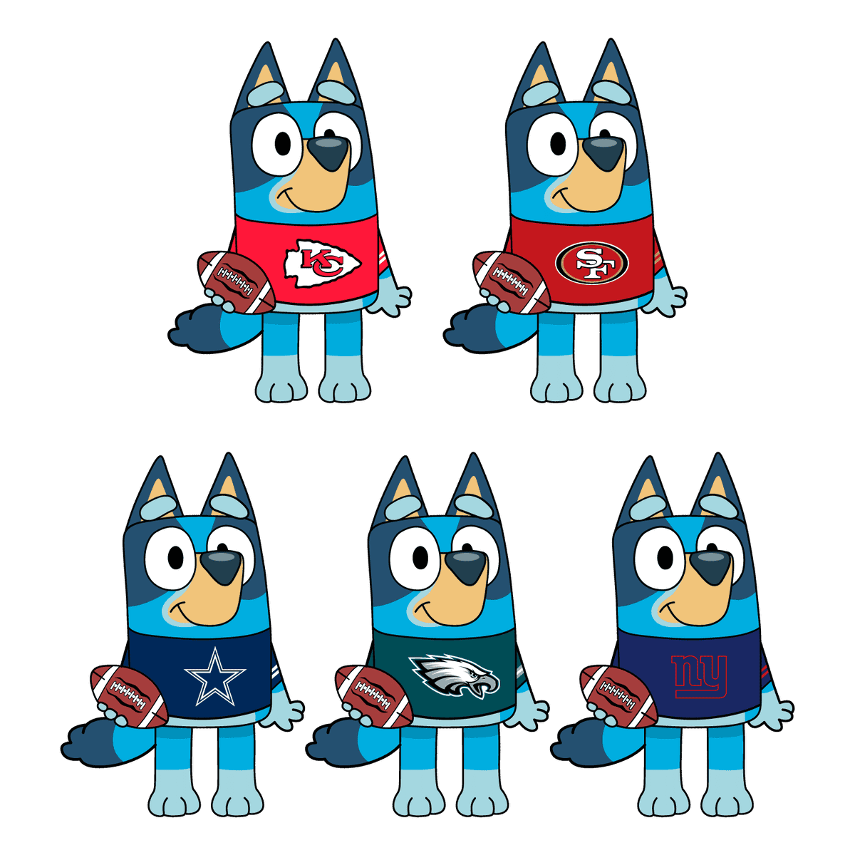 Retro Bluey Football Nfl Team Logo SVG Bundle Grinchmas | Inspire Uplift