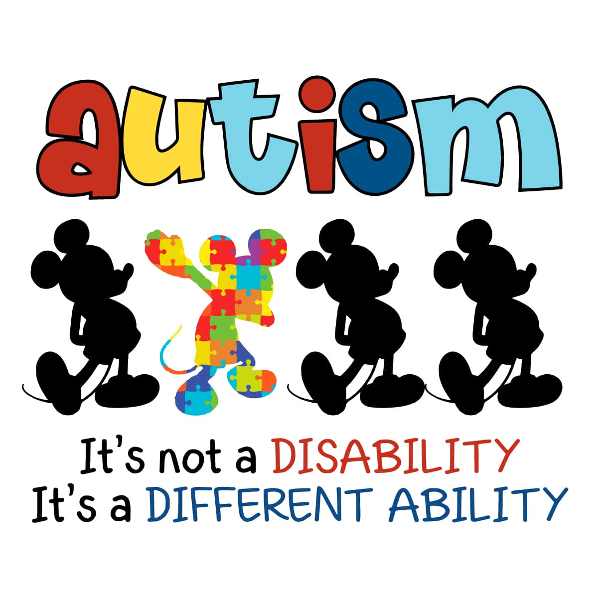 Autism Is A Different Ability SVG Autism Mickey Mouse SVG Au | Inspire ...