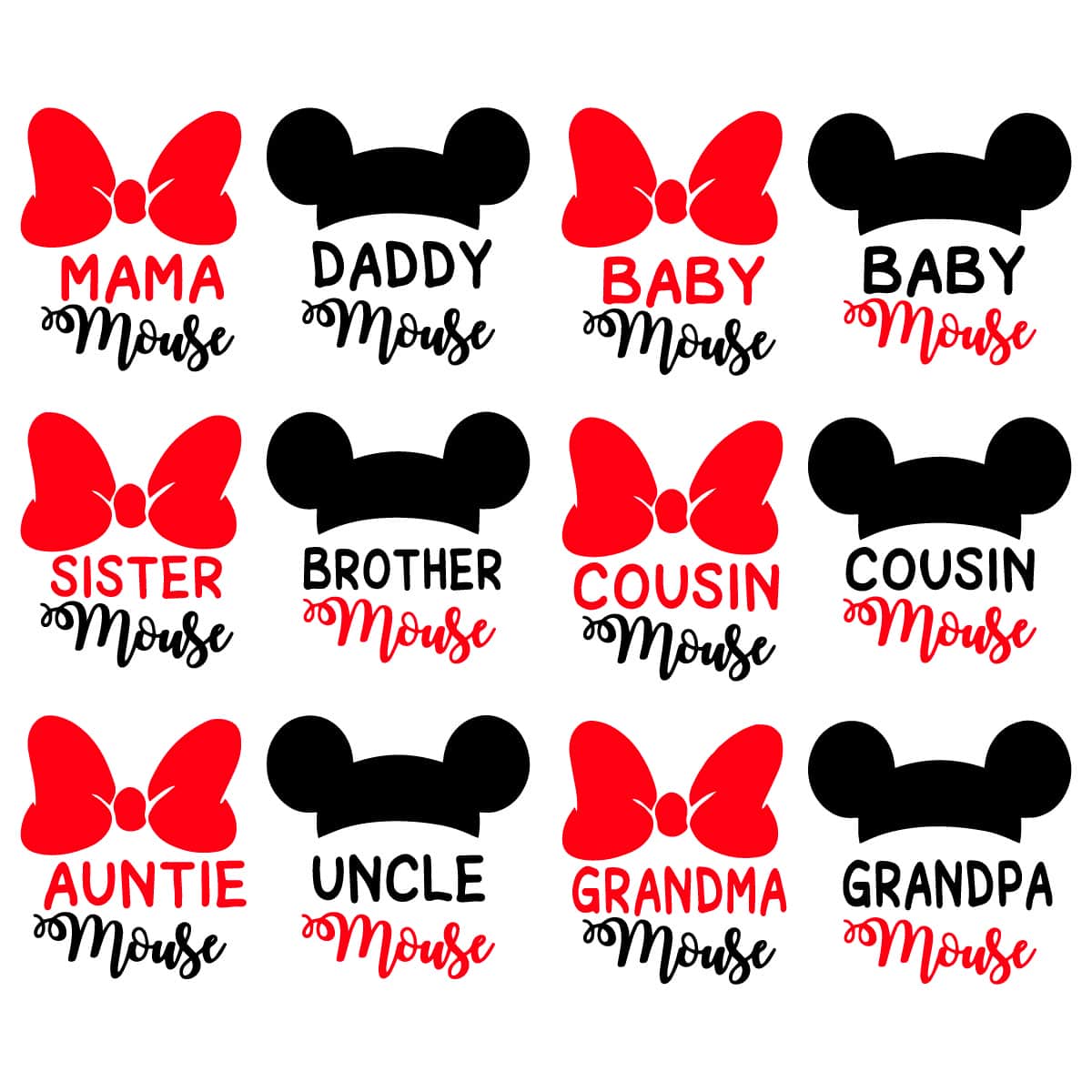 Mickey And Minnie Family Bundle SVG PNG Family SVG Mickey Ea - Inspire ...