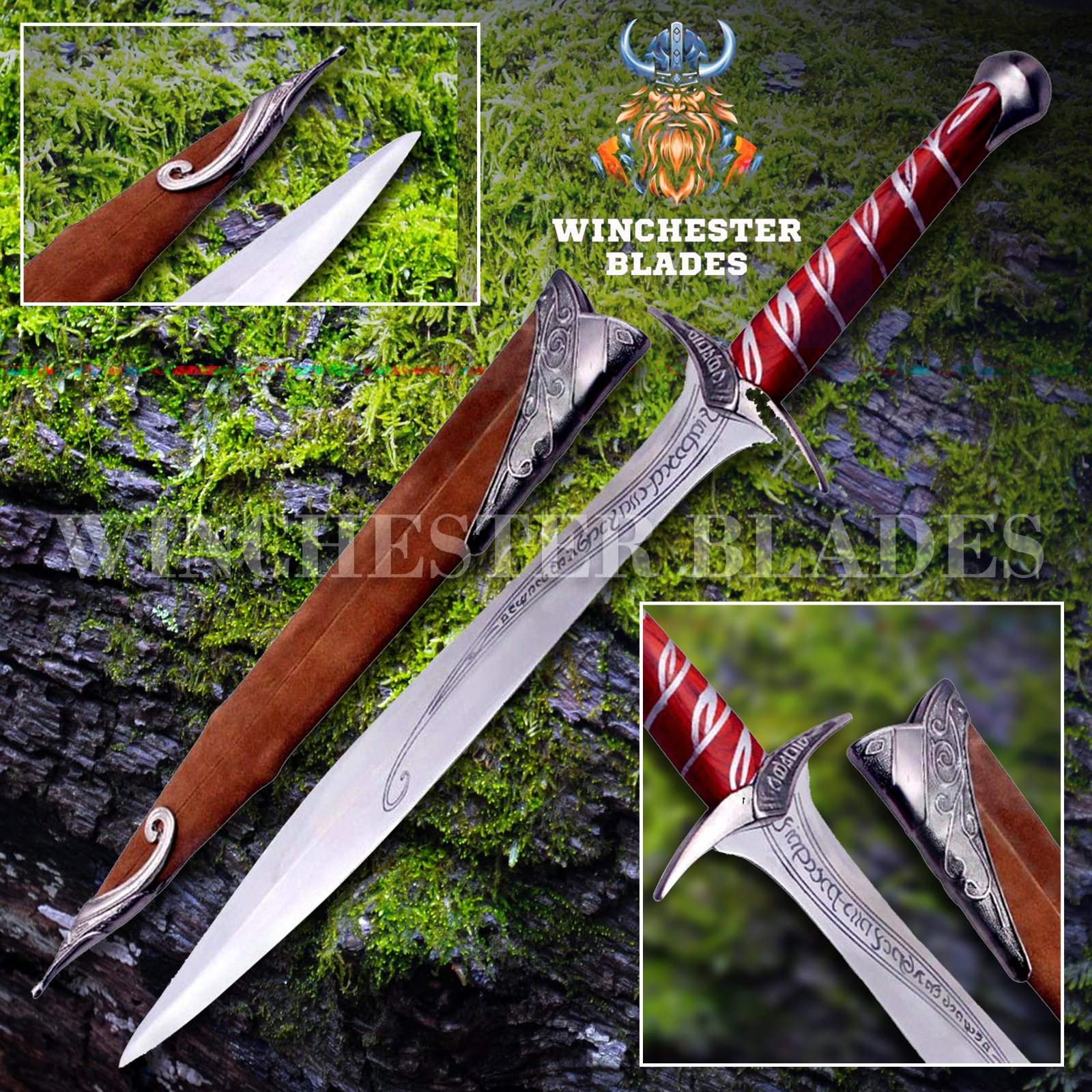 Short Steel Sword with Scabbard, Wall Mount Decor, Battle Re | Inspire ...