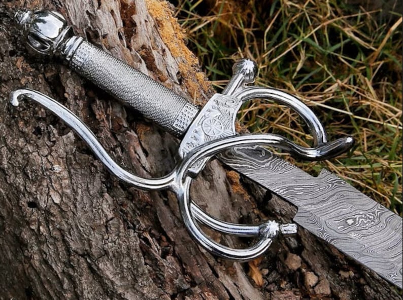 Hand Forged Damascus Steel Rapier Sword With Leather Sheath, | Inspire ...