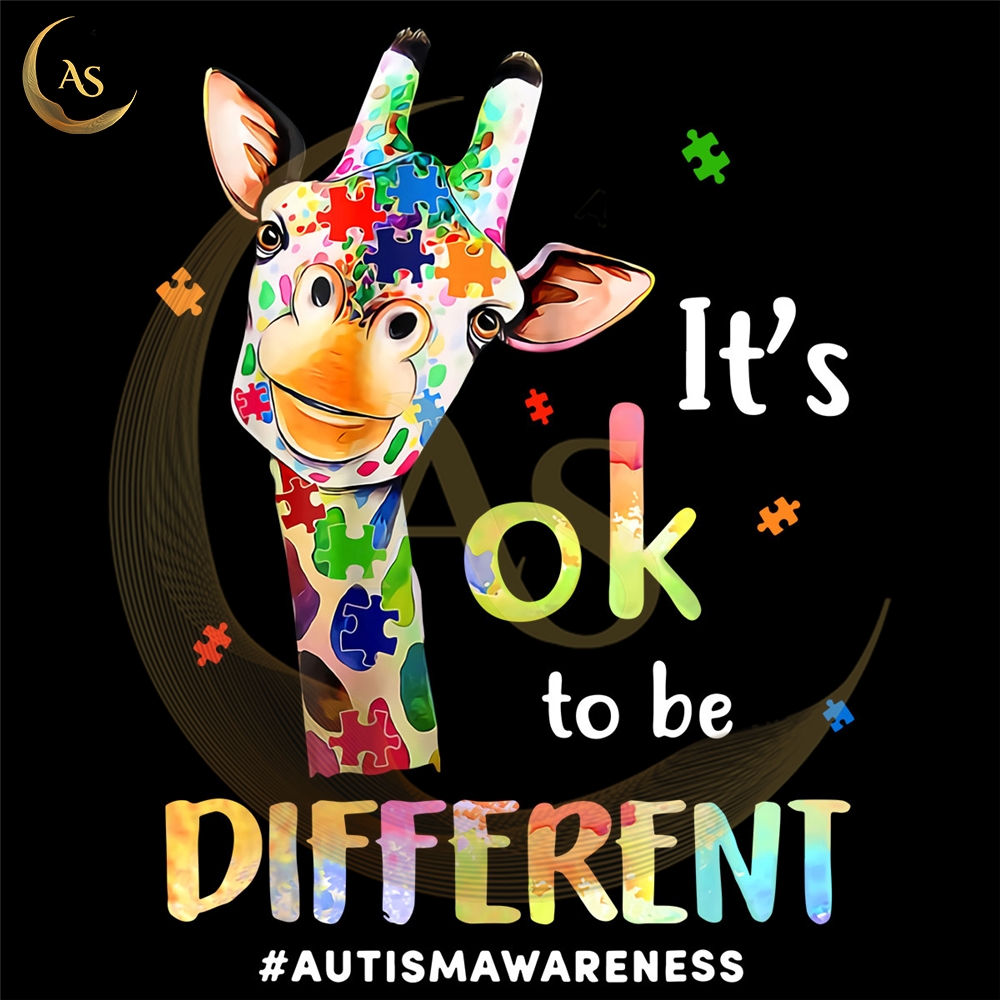 Autism Giraffe Puzzle Its Ok To Be Different PNG | Inspire Uplift