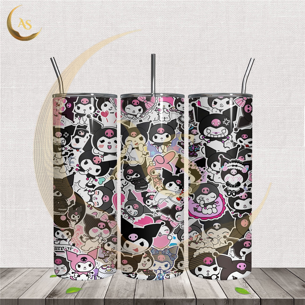 Kuromi Stickers Designs 20oz Tumbler Wrap PNG | Inspire Uplift