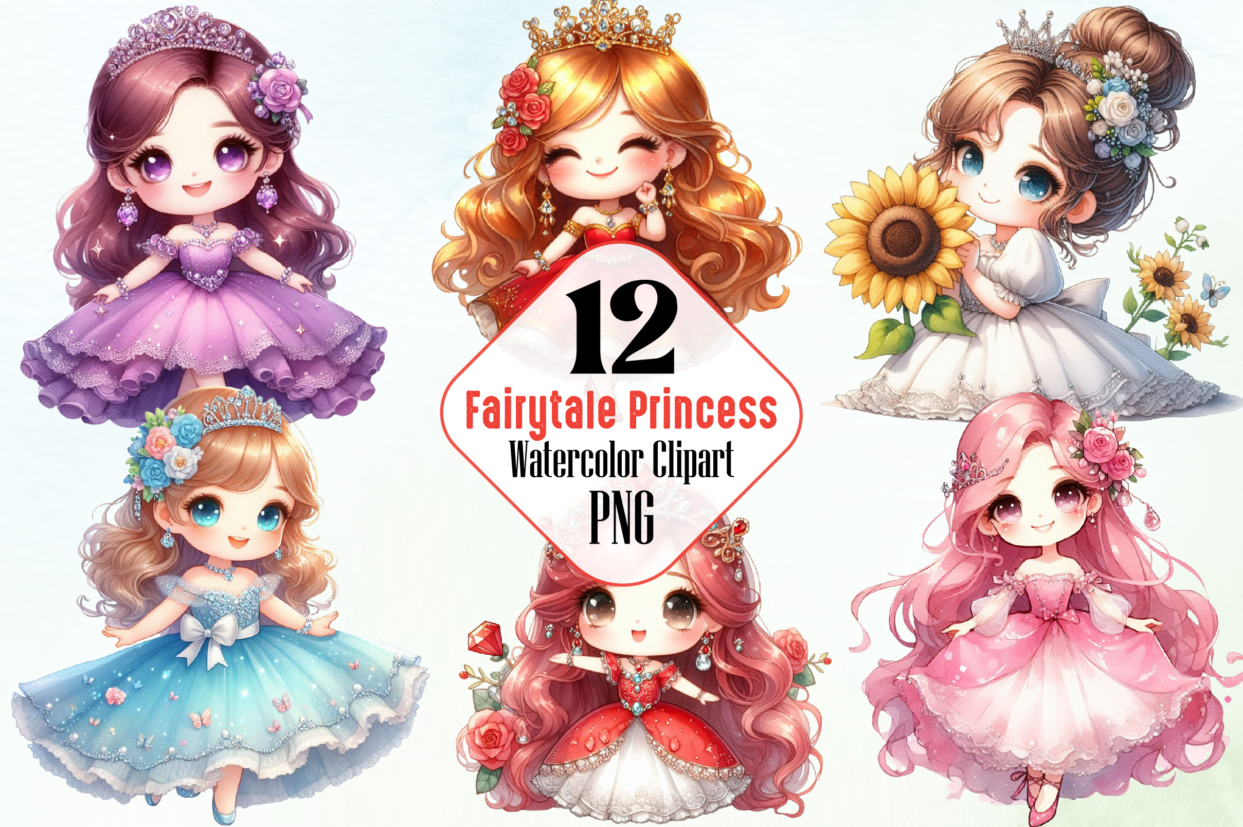Watercolor Fairytale Princess Clipart | Inspire Uplift