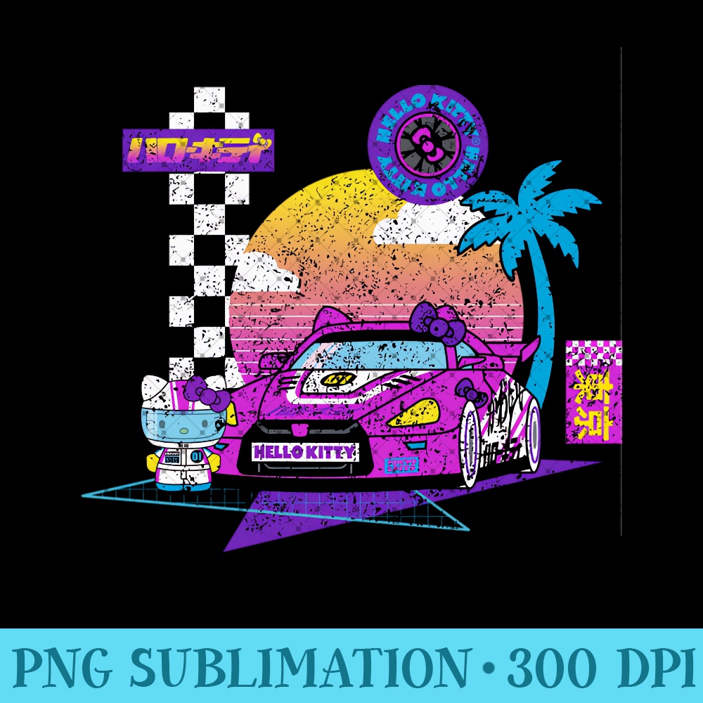 Hello Kitty Kawaii Tokyo Racer - Unique PNG Artwork | Inspire Uplift