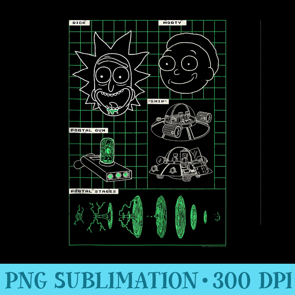 Rick and Morty Blueprint Of Gadgets - Exclusive PNG designs | Inspire ...