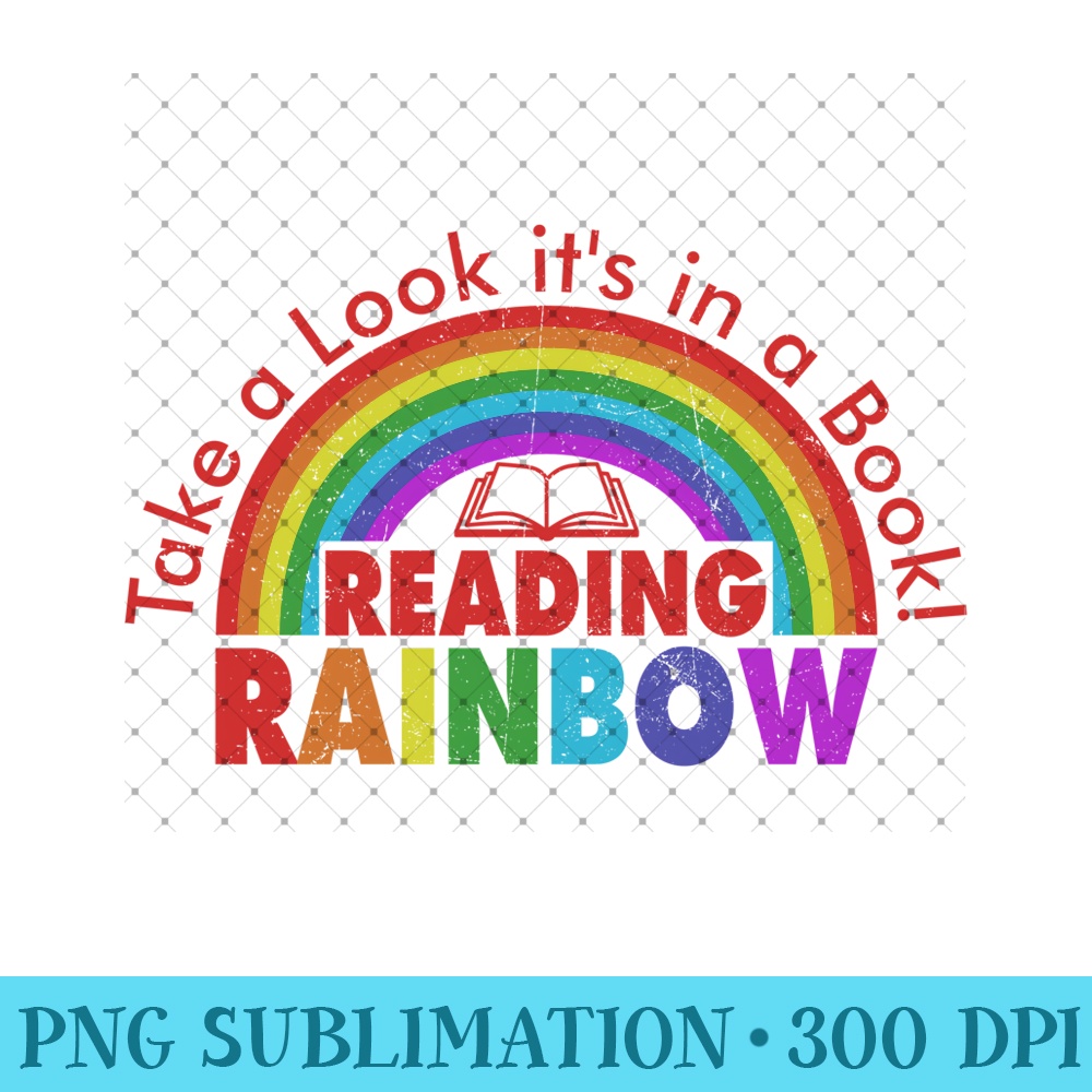 Retro Rainbow Take A Look It's In A Book Reading Bookworm Sw | Inspire ...