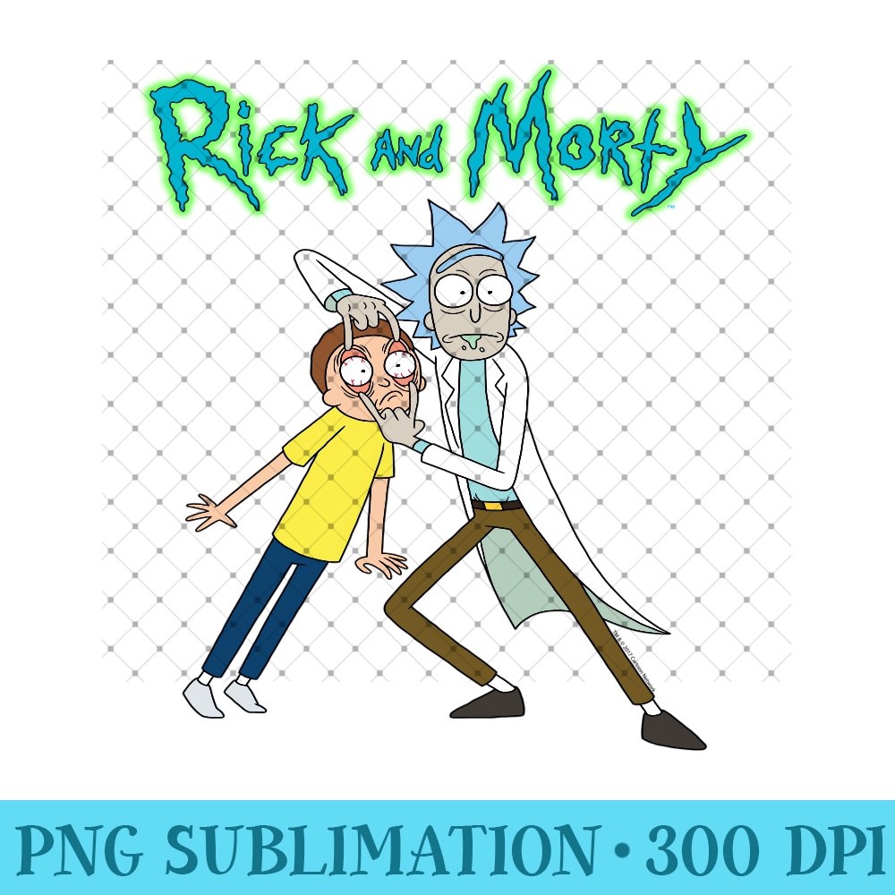 Rick and Morty Rick Holding Morty's Eyes Open with Logo - Pr | Inspire ...