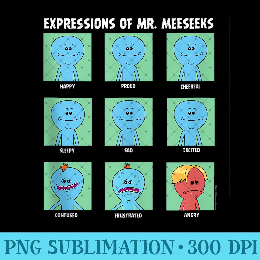 Rick and Morty Expressions of Mr. Meeseeks - Printable PNG I | Inspire ...