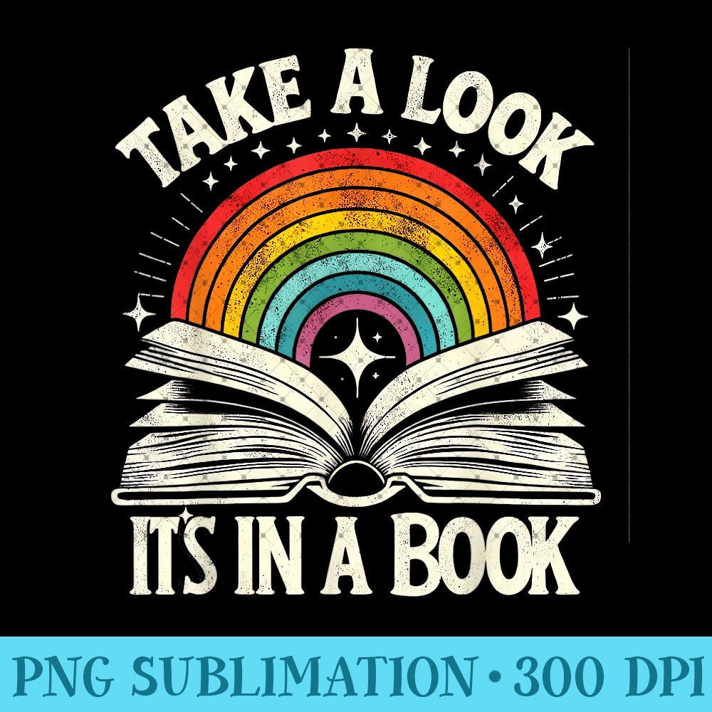 Take A Look A Book Vintage Reading Librarian rainbow - High | Inspire ...