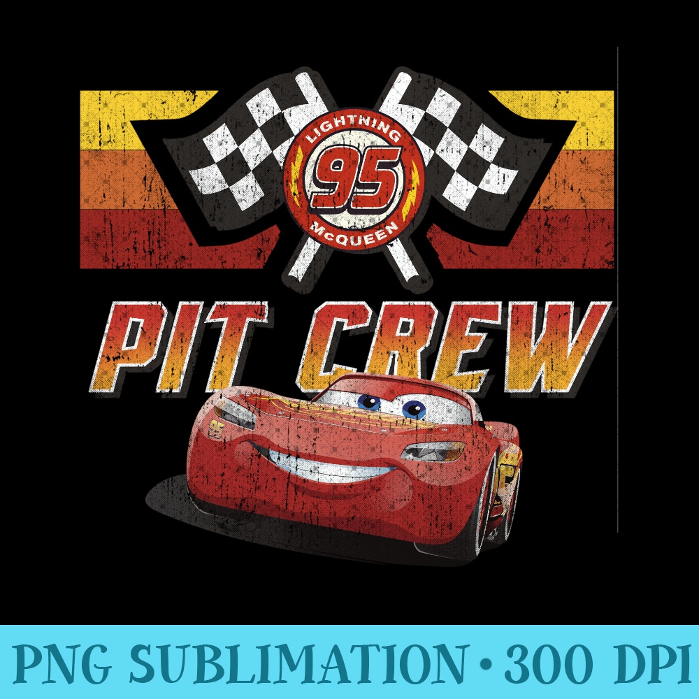 Disney Pixar Cars McQueen Pit Crew Red Distressed - PNG Prin | Inspire ...