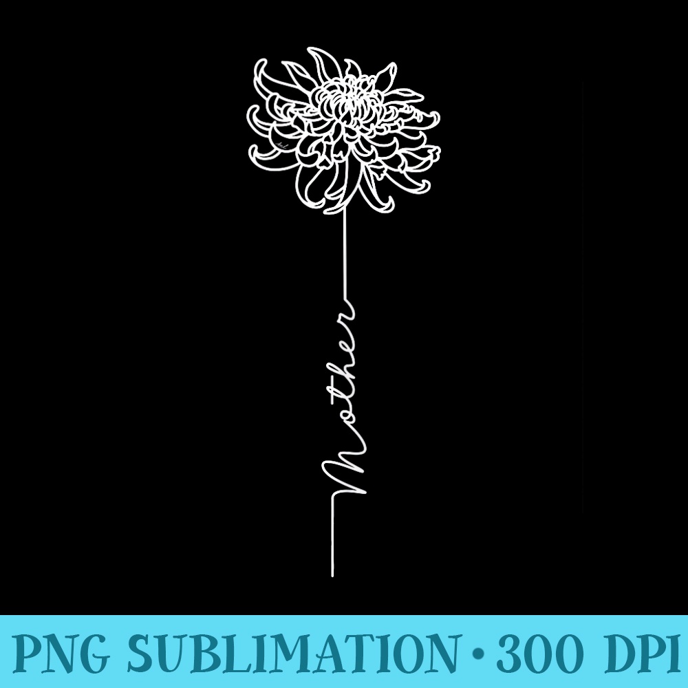 Mothers Day Chrysanthemum Flower Mother Simple Line Art - Su | Inspire ...