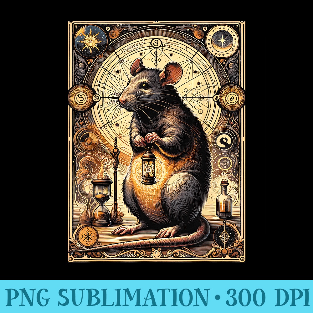 Distressed Rat Tarot Card Crescent Moon And Rats Love Animal | Inspire ...