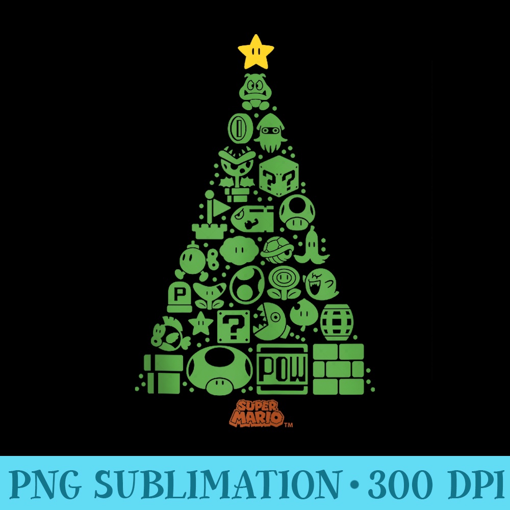 Super Mario Item Characters Christmas Tree - PNG Download Ar | Inspire ...