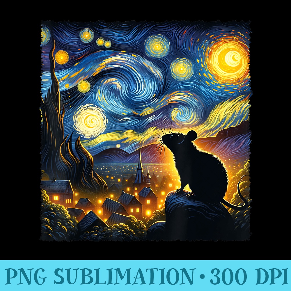 Rat Starry Night Love Rat Howling At The Moon Rat Van Gogh - | Inspire ...