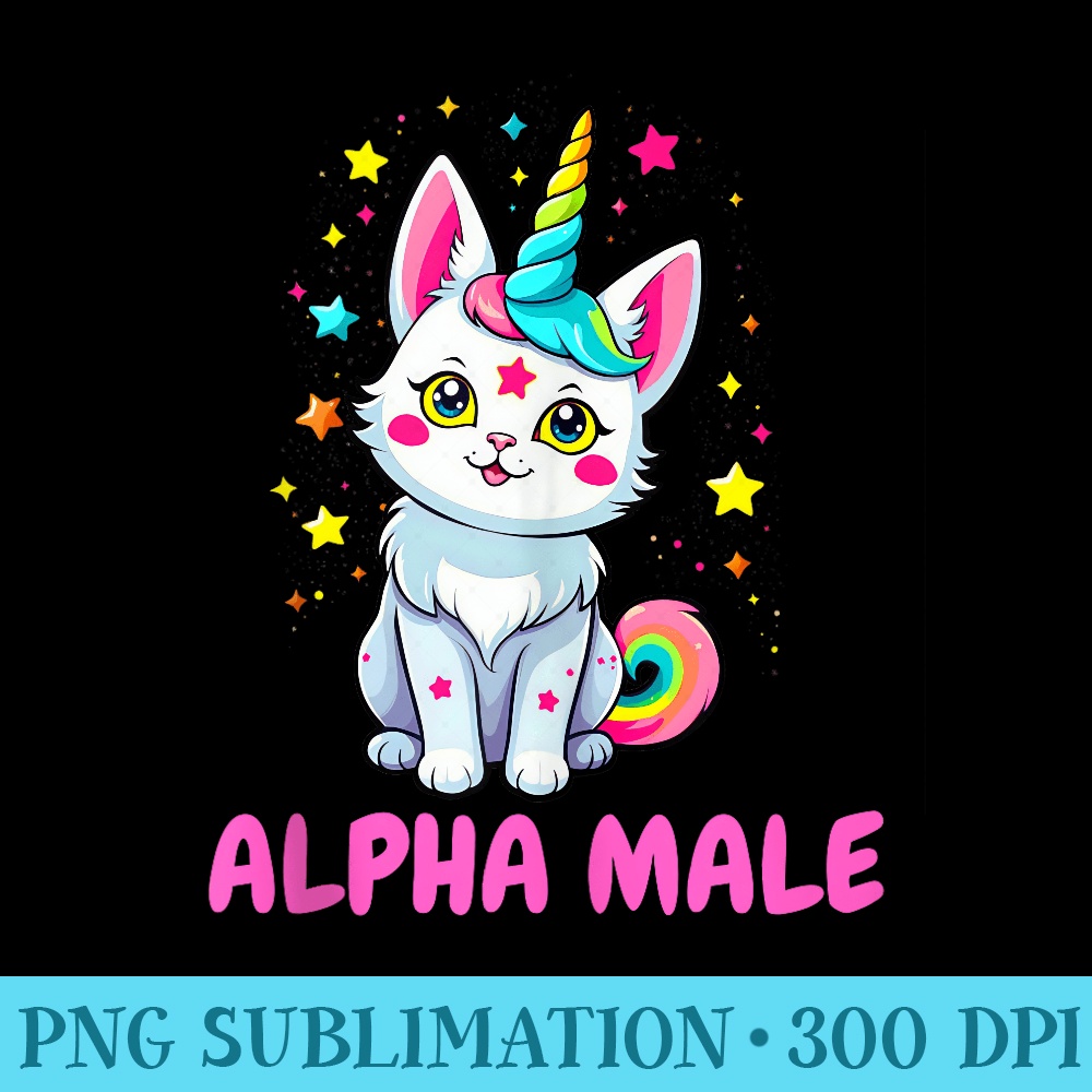 Cute Alpha Male Unicorn Cat Kitten Kawaii Rainbow Stars - Do | Inspire ...
