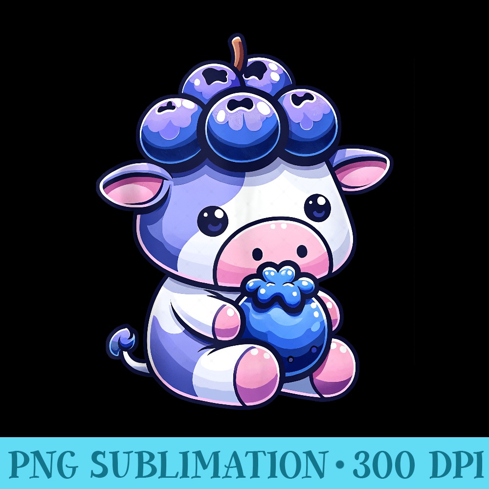 Blueberry Cow Pastel Blue Milk Milkshake Cute Kawaii Animal | Inspire ...