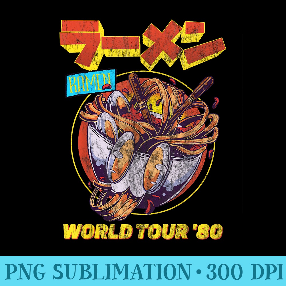 Ramen Tour 80 Japanese Food Rock 80s Retro Band - Modern PNG | Inspire ...