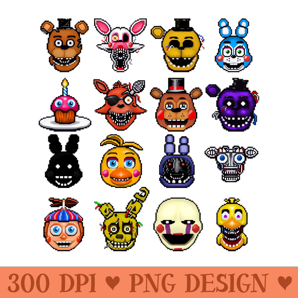 Five Nights at Freddys Pixel art collection - PNG Download I | Inspire Uplift