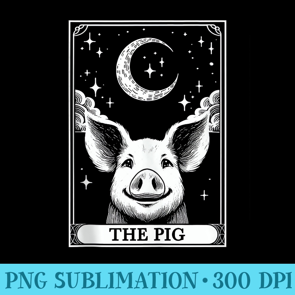 Tarot Card Vintage Crescent Moon Pig Farm Animal Lovers - Fr | Inspire ...