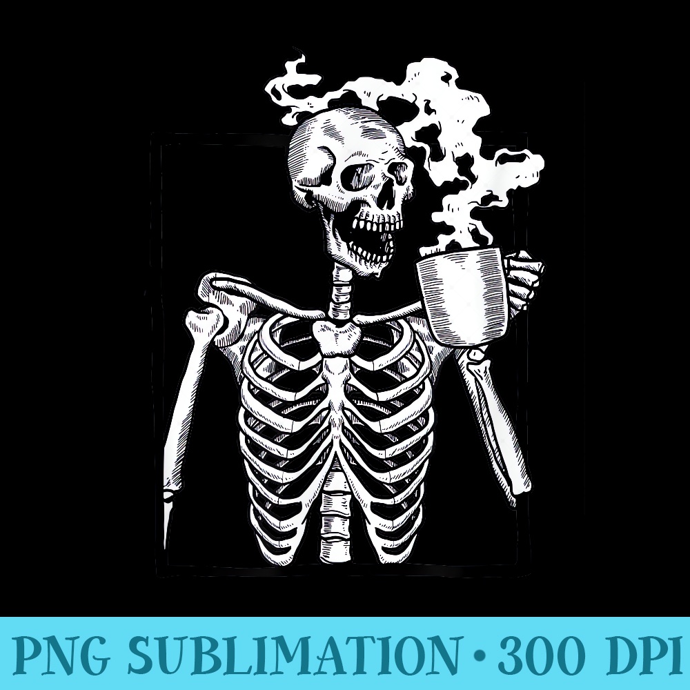 halloween skeleton drinking coffee funny skull - Free Transp | Inspire ...