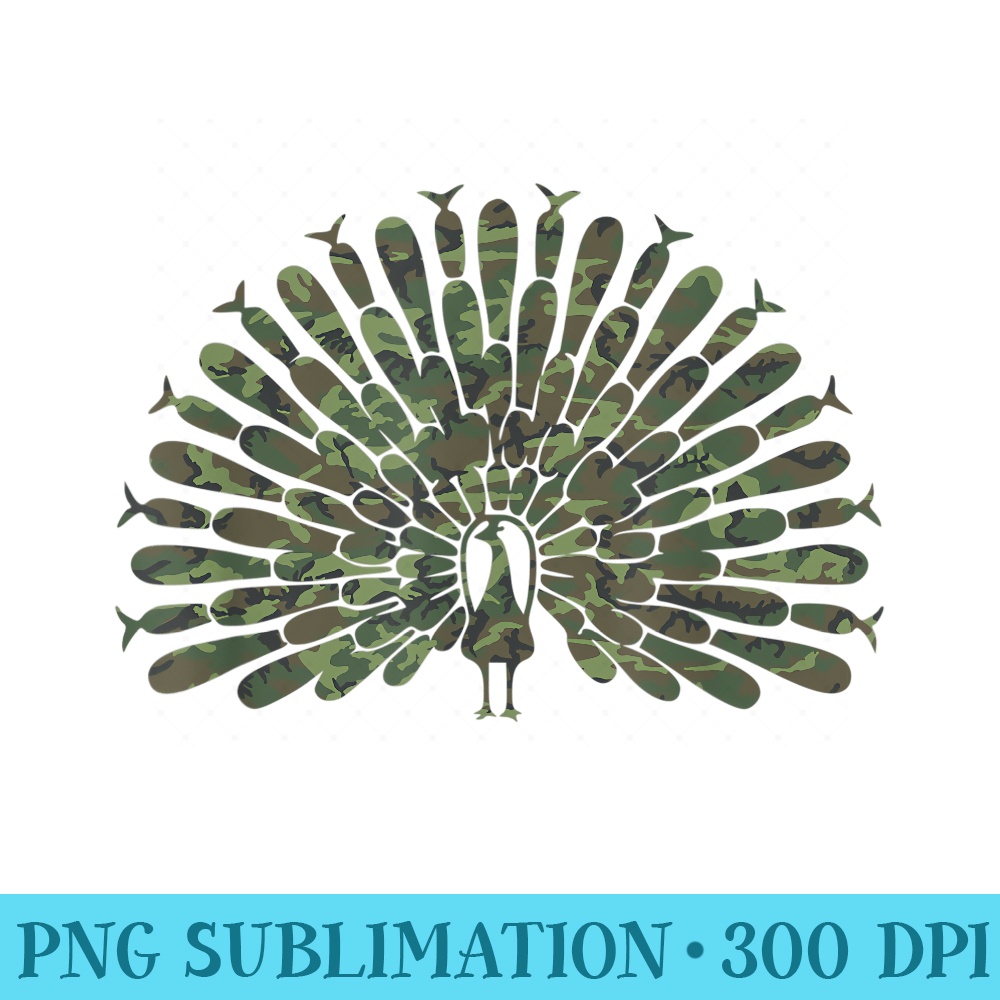 Military Peacock Camo Print US Bird Animal Veteran Men - PNG | Inspire ...