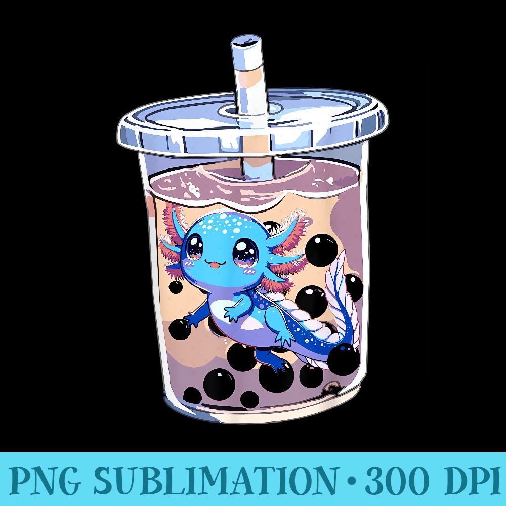 Boba Axolotl Kawaii Axolotl Bubble Tea Boba - PNG Design Fil | Inspire ...