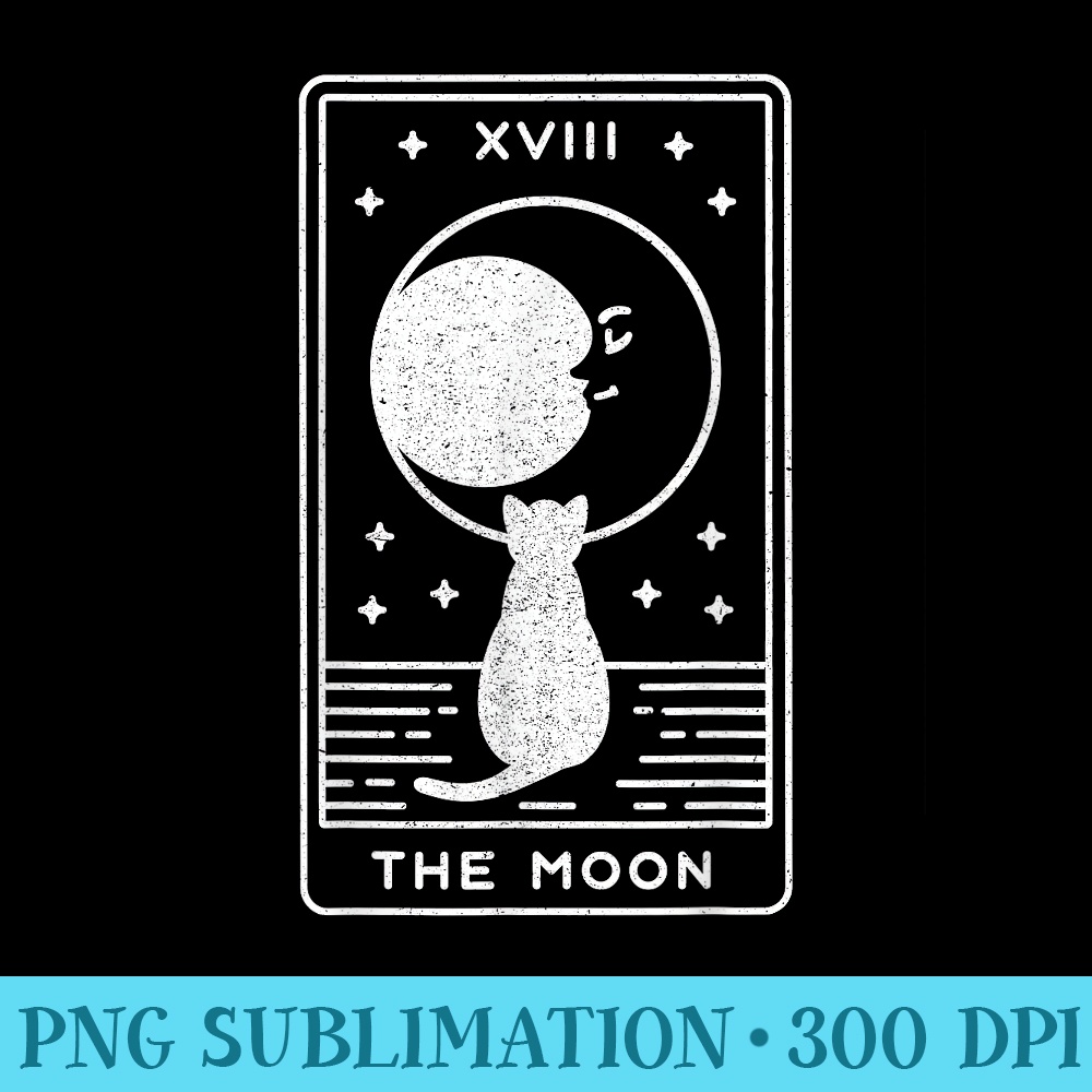 The Moon and Cat u2013 Cute Esoteric Occult Tarot Card - PNG | Inspire ...