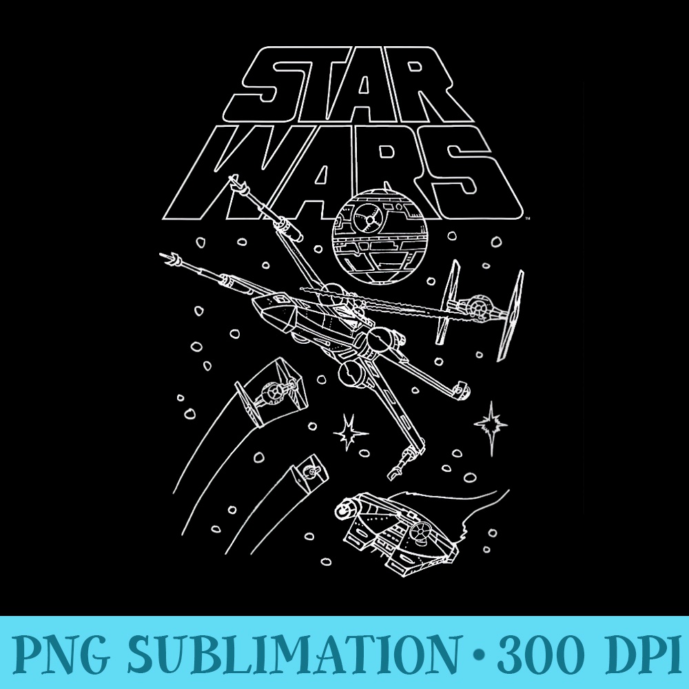 Star Wars Space Battle Line Art Logo - PNG Download Vector | Inspire Uplift