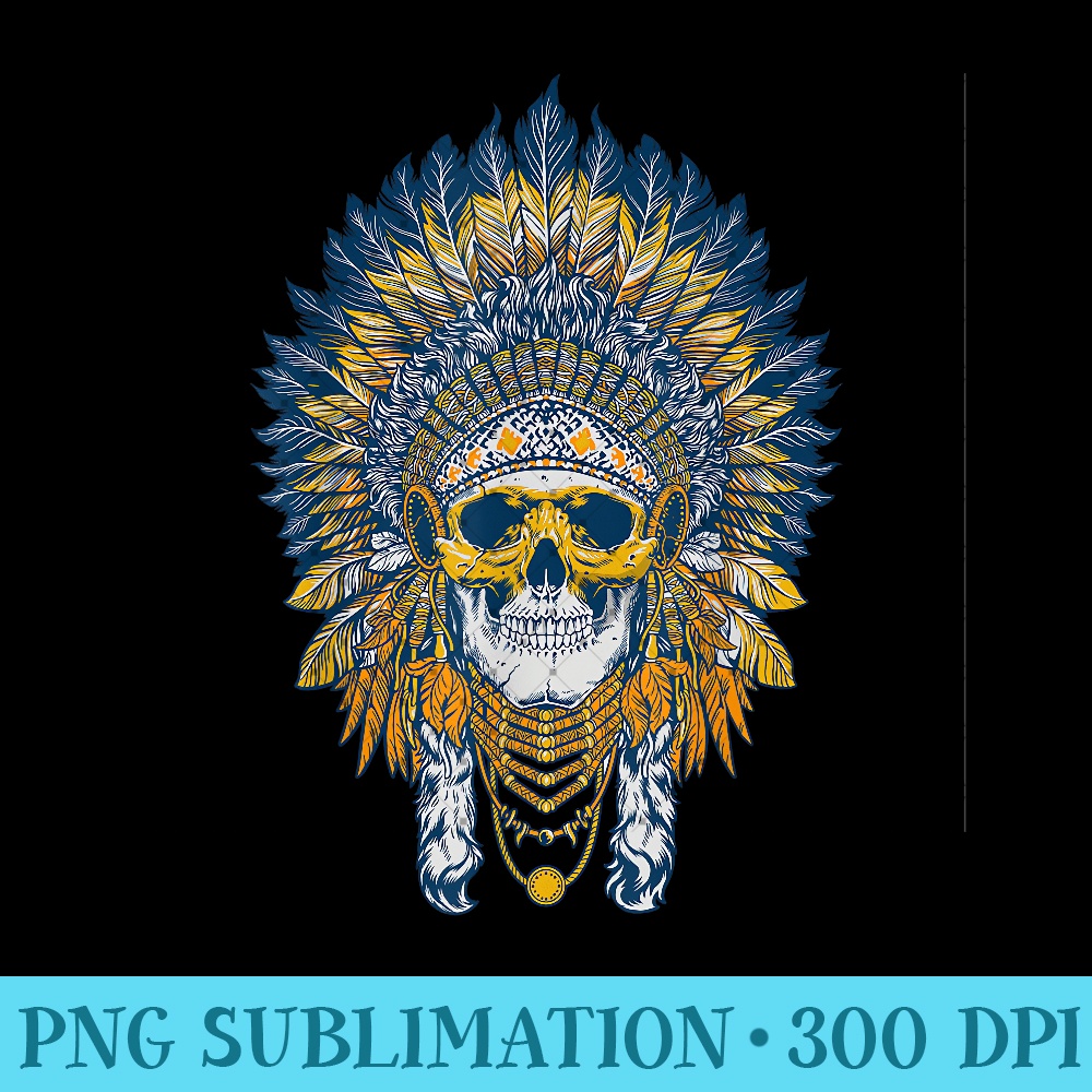 Native American Chief Skull Indian Headdress - Sublimation P | Inspire ...