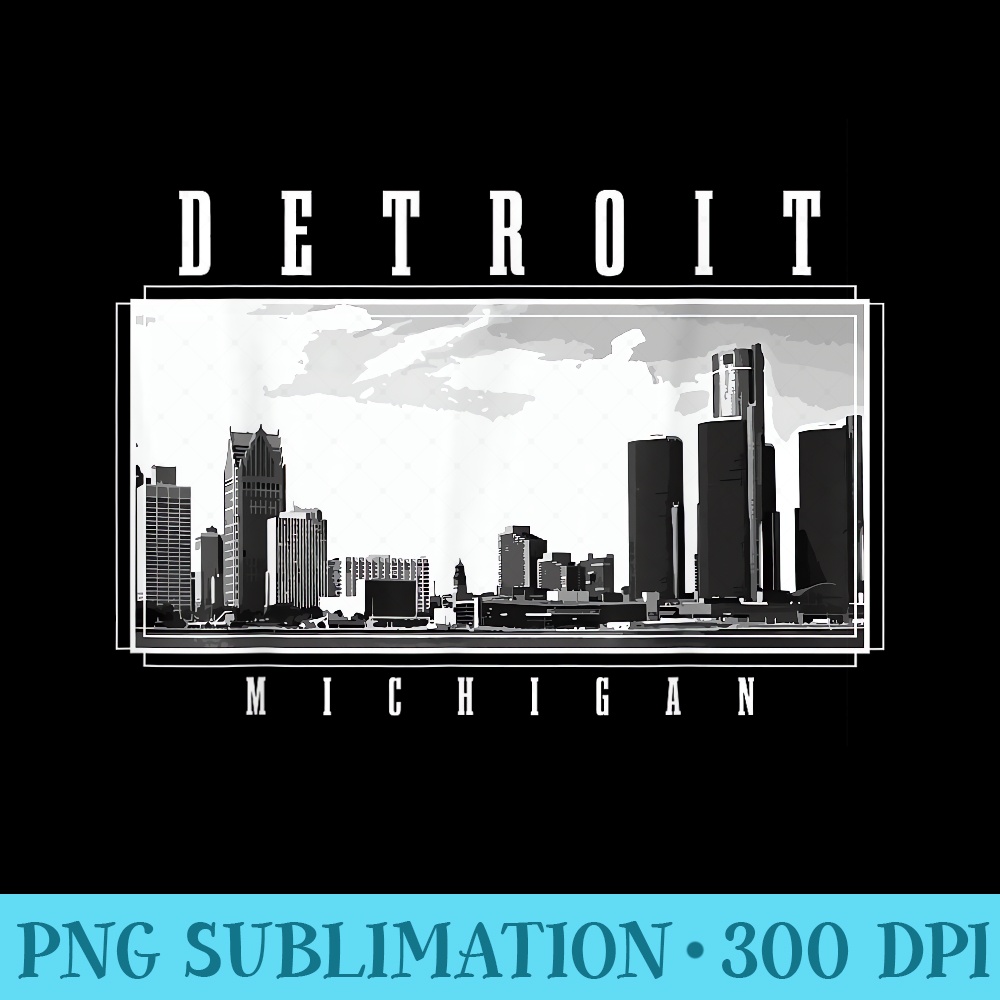 Detroit Skyline Michigan Pride Vintage Detroit - PNG Clipart | Inspire ...