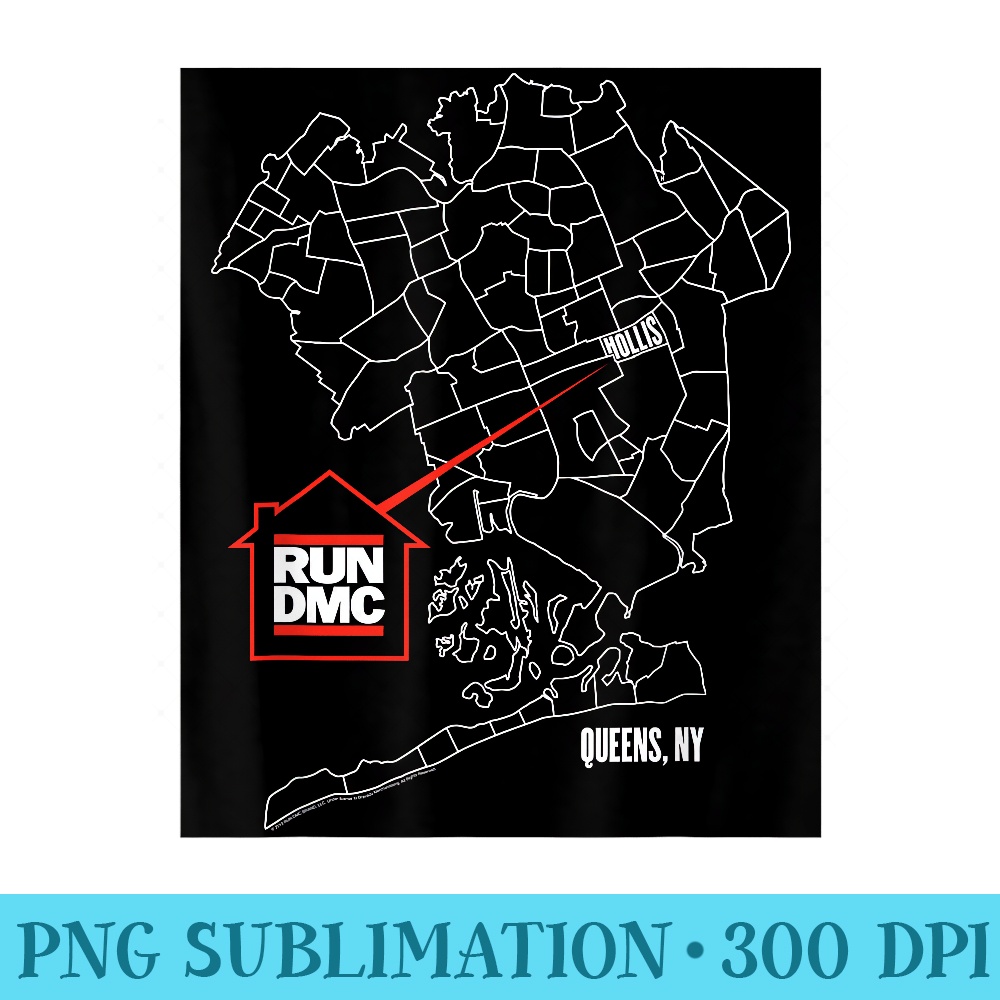RUN DMC Queens NYC Map - Digital PNG Downloads | Inspire Uplift