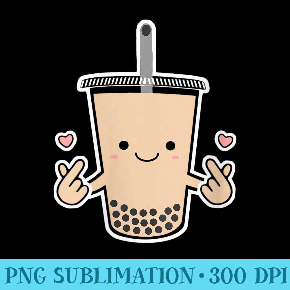 s Cute Boba KPop Bubble Milk Tea Korean Finger Heart Kpop - | Inspire ...