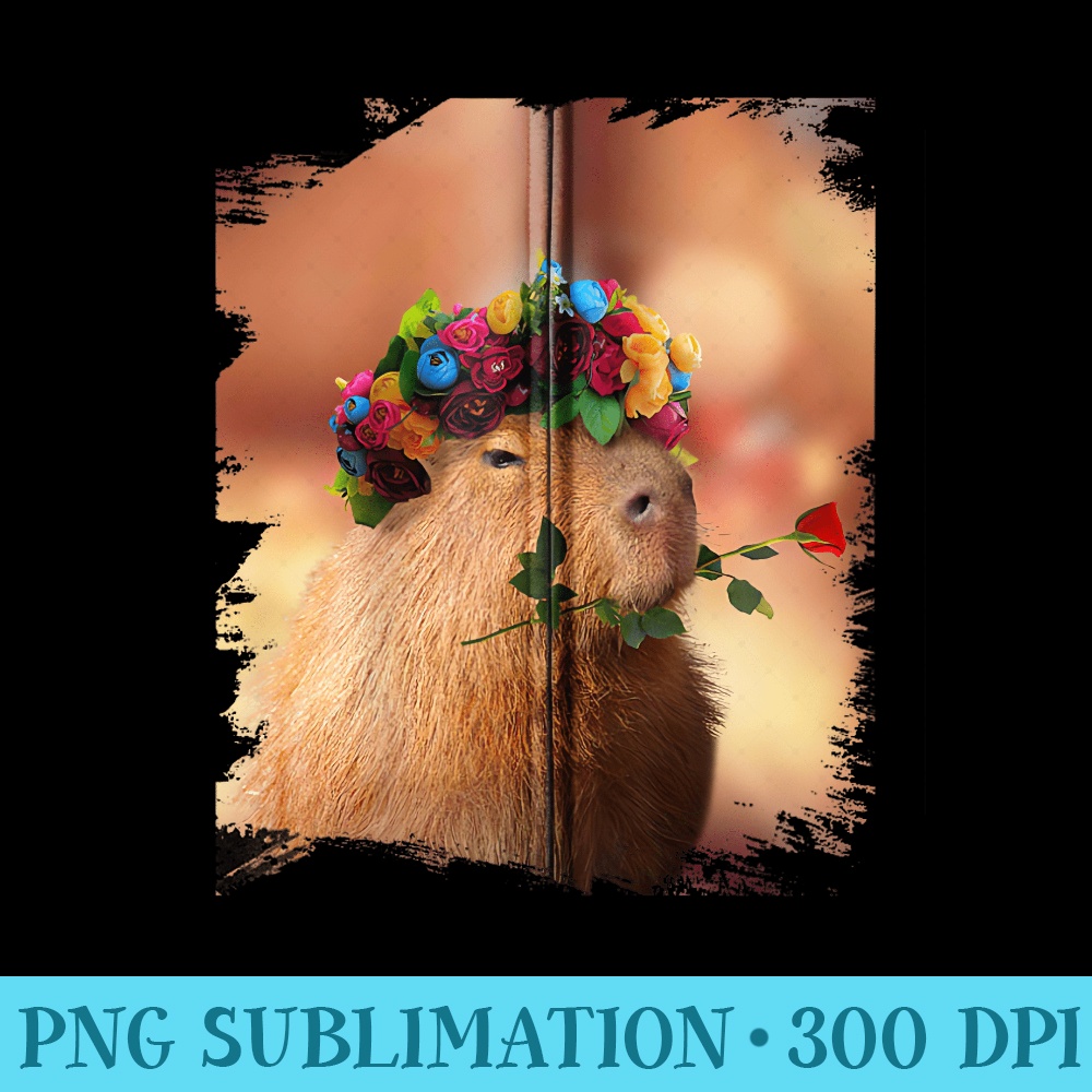 Capybara Flower Crown Rose Flowers - PNG Download Gallery | Inspire Uplift